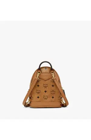 Mcm X-mini Stark Bebe Boo Backpack In Gold Crystal Visetos