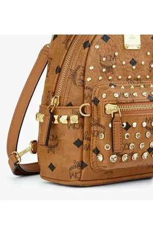 Mcm X-mini Stark Bebe Boo Backpack In Gold Crystal Visetos