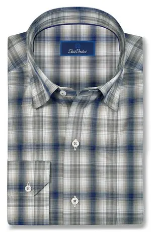 David Donahue Plaid Pima Cotton Button Up Shirt
