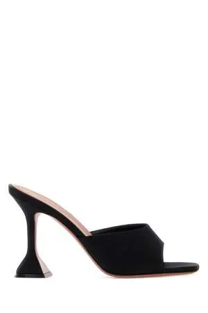 Amina Muaddi Satin Lupina Mules - Black