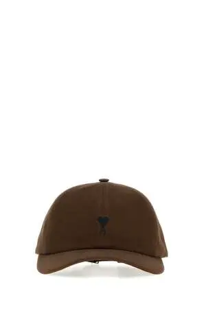 AMI Paris Chocolate Cotton Baseball Cap - Brown