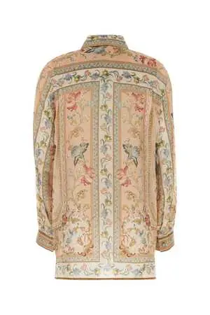 Zimmermann Printed Silk Oversize Roselight Shirt