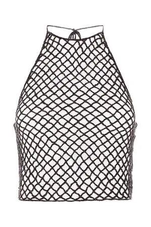 Alaïa Two-tone Crochet Top - Brown