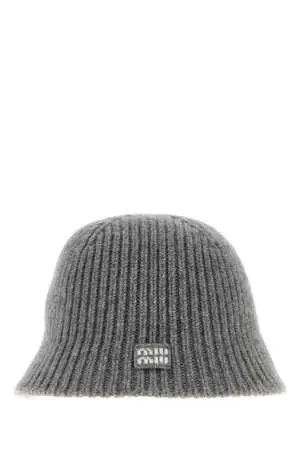 Miu Miu Grey Wool Blend Bucket Hat - Gray