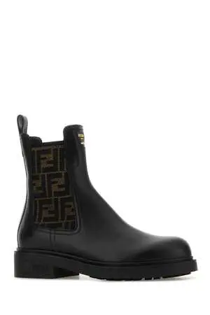 Fendi Leather Filo Ankle Boots - Black