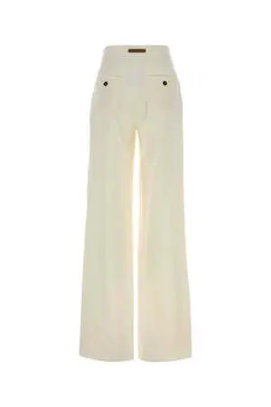 Max Mara Stretch Cotton Dentice Wide-leg Pant - White