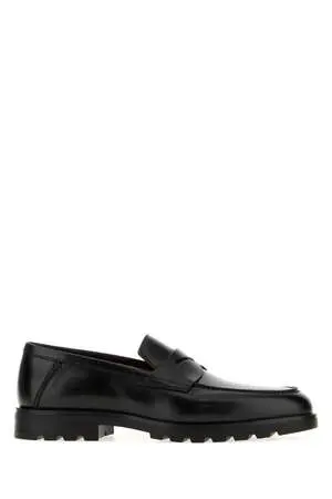 Santoni Leather Rock Loafers - Black