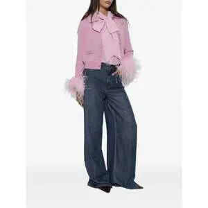 SELF-PORTRAIT Denim Wide-leg Jeans - Blue