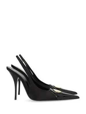 Saint Laurent Louis Décolleté In Patent Leather And Satin - Black