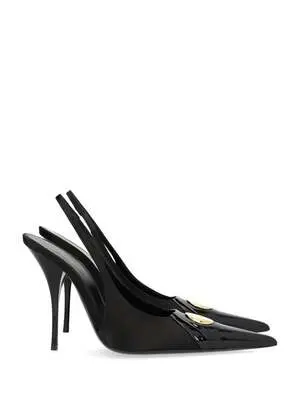 Saint Laurent Louis Décolleté In Patent Leather And Satin - Black