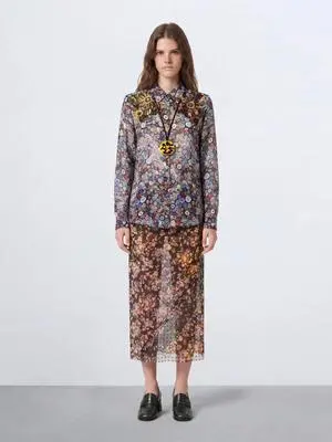Dries Van Noten Printed Georgette Blouse With Sequin Decorations