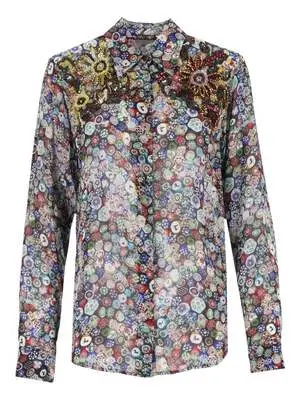 Dries Van Noten Printed Georgette Blouse With Sequin Decorations - Multicolor