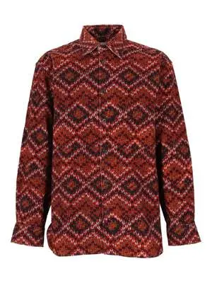 Dries Van Noten Printed Velvet Shirt - Red