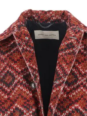 Dries Van Noten Long Printed Velvet Coat