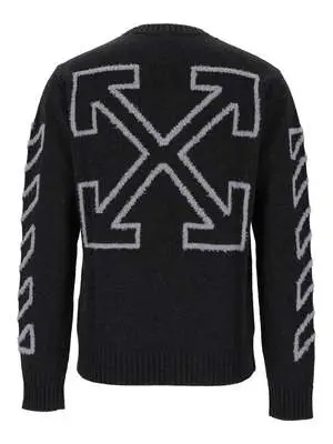 Off-White The Diagonal Arrow Fuzzy Crew Neck Sweater - Gray