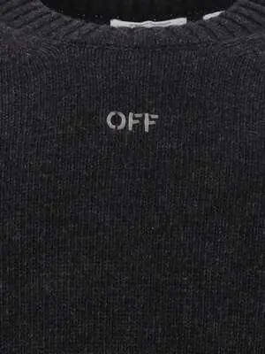 Off-White The Diagonal Arrow Fuzzy Crew Neck Sweater - Gray