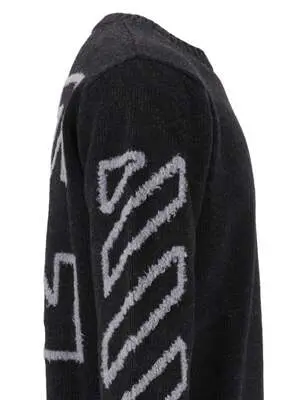 Off-White The Diagonal Arrow Fuzzy Crew Neck Sweater - Gray