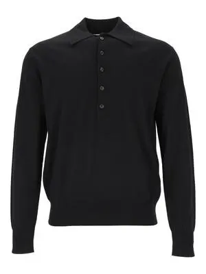 Dries Van Noten Muano Wool Polo Shirt - Black