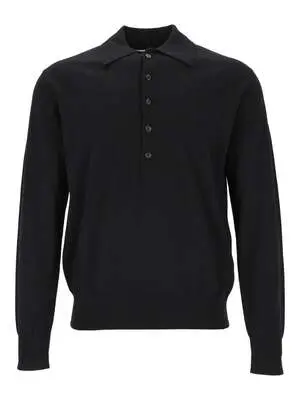 Dries Van Noten Muano Wool Polo Shirt - Black