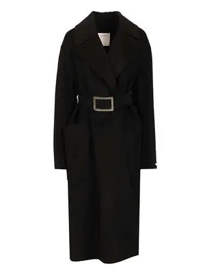 Sportmax Pure Wool Dressing Gown Coat - Black
