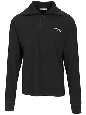 Acne Studios Half-zip Sweatshirt With Logo - Black