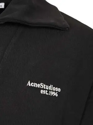 Acne Studios Half-zip Sweatshirt With Logo - Black
