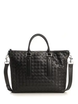 Bottega Veneta Soft Leather Business Bag - Black