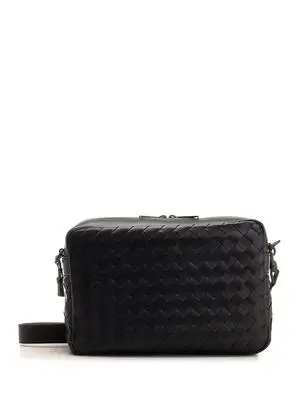 Bottega Veneta Shoulder Bag With Woven Pattern - Black