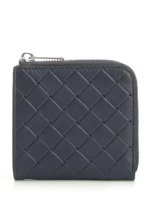 Bottega Veneta Square Braided Wallet With Zip - Blue