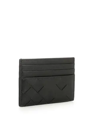 Bottega Veneta Leather Card Holder - Black