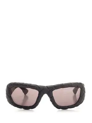Bottega Veneta Rectangular Sunglasses Intrecciato - Black