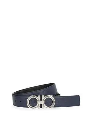 FERRAGAMO Reversible And Adjustable Gancini Belt - Blue