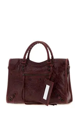 Balenciaga Burgundy Leather Medium Le City Handbag - Red