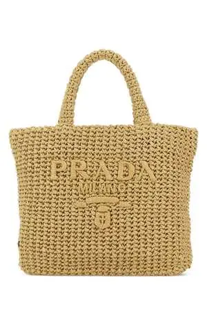 Prada Raffia Shopping Bag - Brown