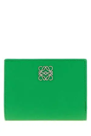 Loewe Grass Leather Anagram Wallet - Green