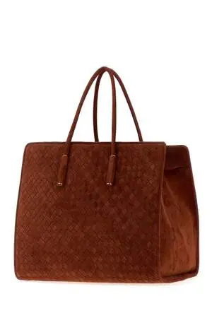 Bottega Veneta Brown Suede Barbara Shopping Bag - Red