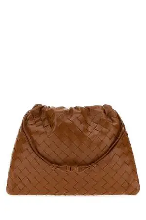 Bottega Veneta Camel Leather Medium Clutch - Brown