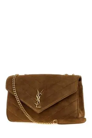 Saint Laurent Caramel Suede Medium Loulou Shoulder Bag