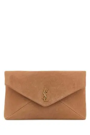 Saint Laurent Antiqued Suede Envelope Clutch - Pink