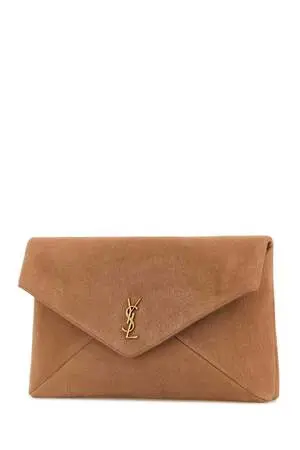 Saint Laurent Antiqued Suede Envelope Clutch - Pink