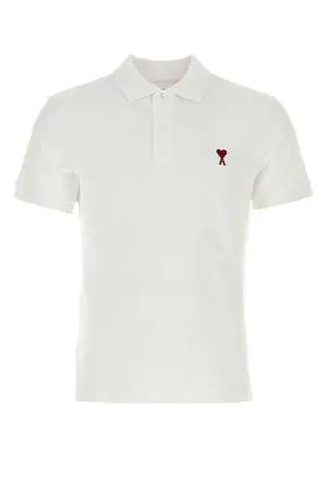 AMI Paris Piquet Polo Shirt - White