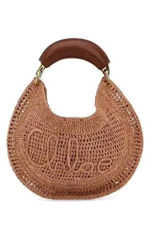 Chloé Antiqued Raffia Banana Handbag - Pink