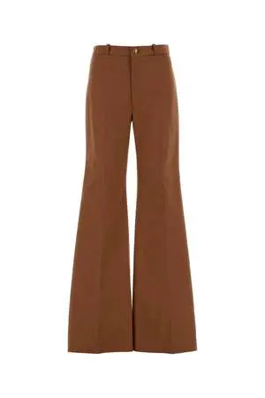 Chloé Pantalone Dalla Gamba Ampia In Cotone Mattone - Red