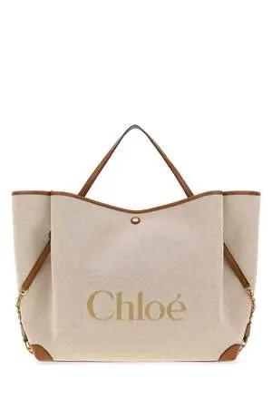 Chloé Beige Canvas Clover Shopping Bag - Brown