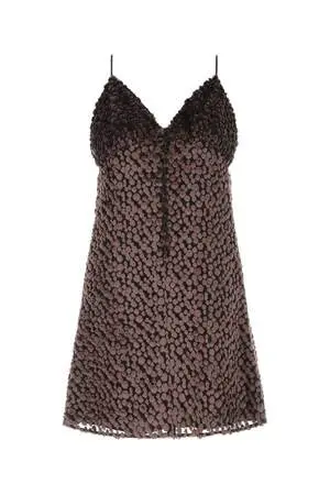 Saint Laurent Two-tone Velvet Mini Dress - Multicolor