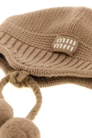 Miu Miu Camel Wool Blend Beanie Hat