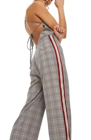 Topshop Sleeveless Check Stripe Jumpsuit