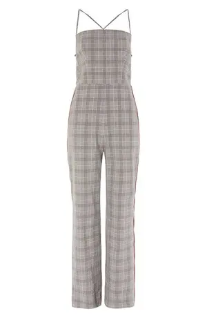 Topshop Sleeveless Check Stripe Jumpsuit
