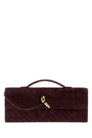Bottega Veneta Burgundy Suede Andiamo Handbag - Red