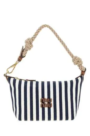 Miu Miu Embroidered Canvas Shoulder Bag - Multicolor